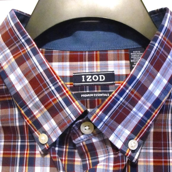 Izod | Shirts | Izod Ls Xl Premium Essentials Dark Red Blue Yellow Red ...
